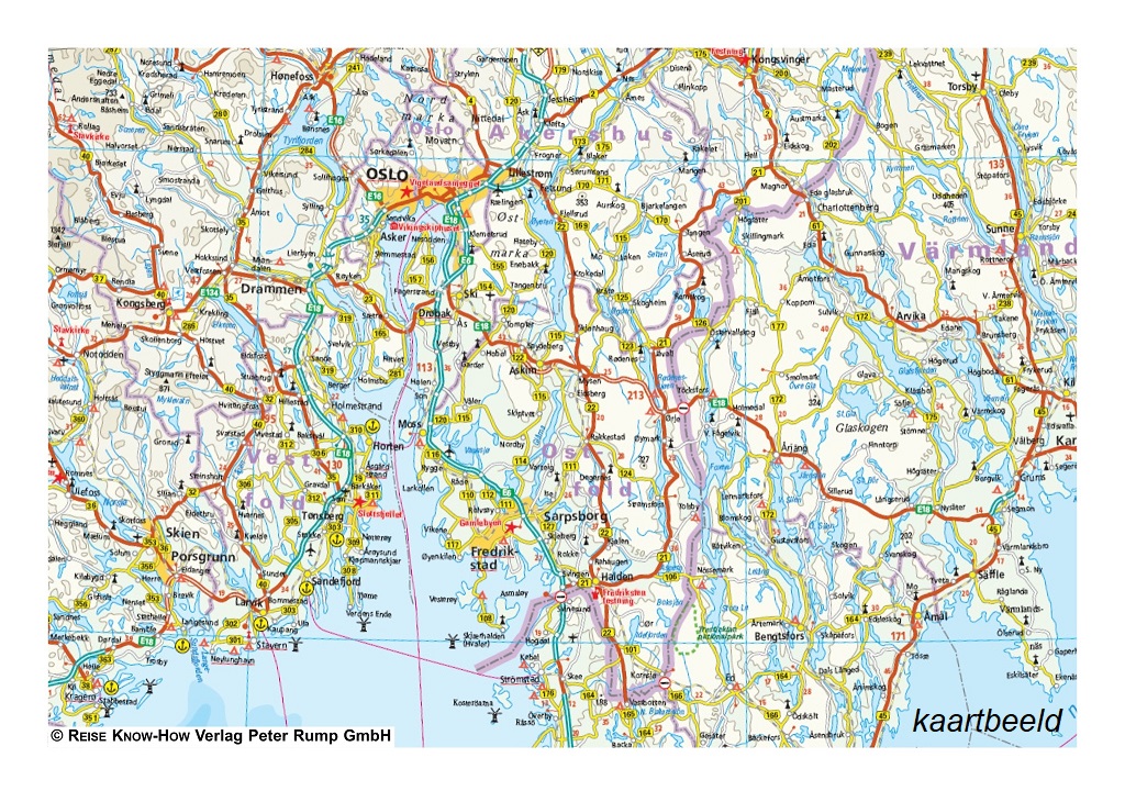 Zweden Zuid & Noorwegen Zuid | landkaart, wegenkaart 1: 875.000 ...