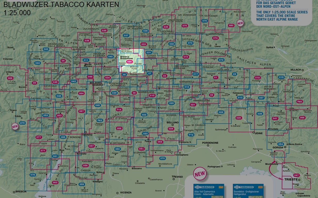 TAB-030 Bressanone, Val di Funes | Tabacco wandelkaart - Brixen ...